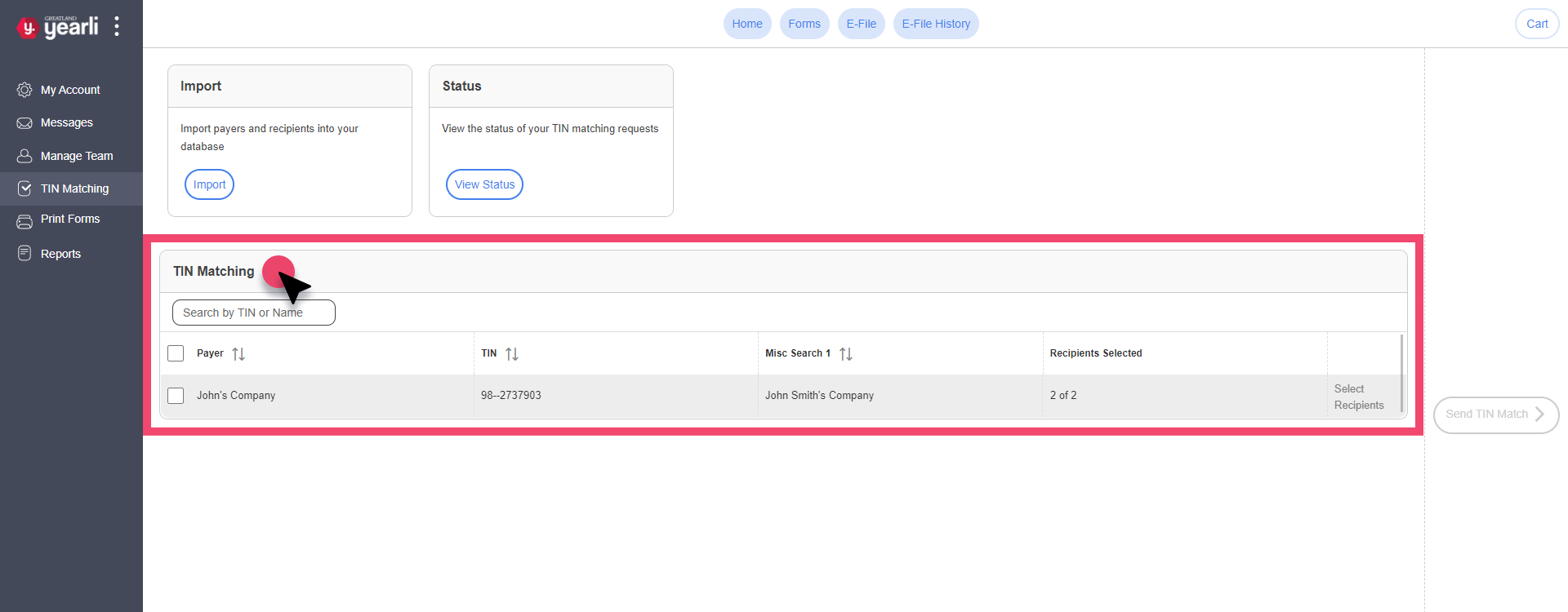 TIN Matching – Yearli Quick Start Guide