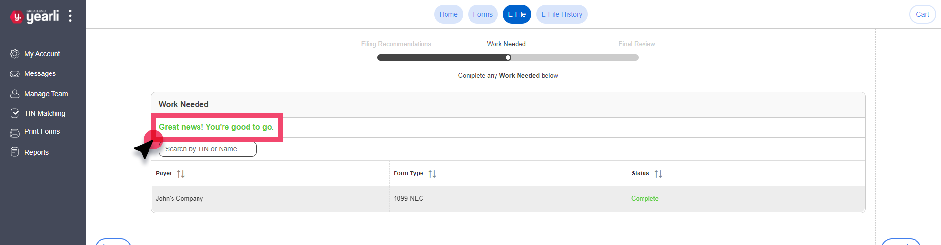 I'm Ready to E-File – Yearli Quick Start Guide