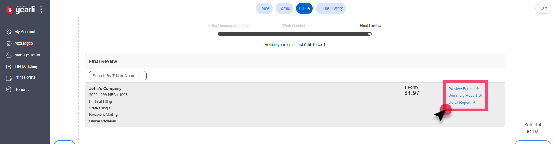 I'm Ready to E-File – Yearli Quick Start Guide