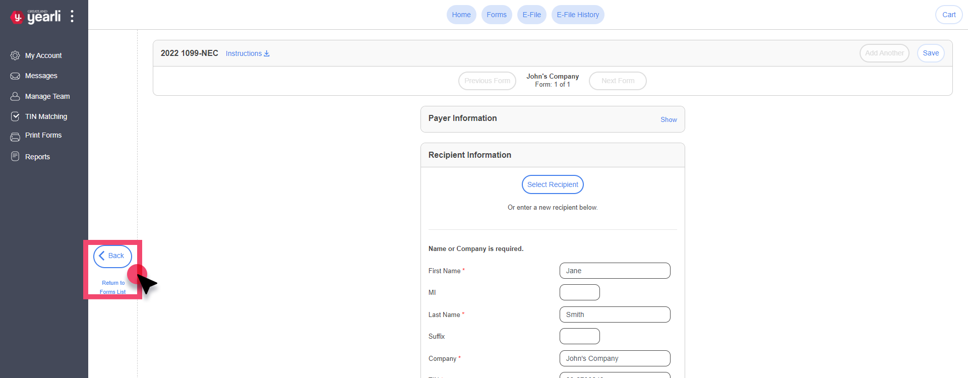 I'm Ready to E-File – Yearli Quick Start Guide