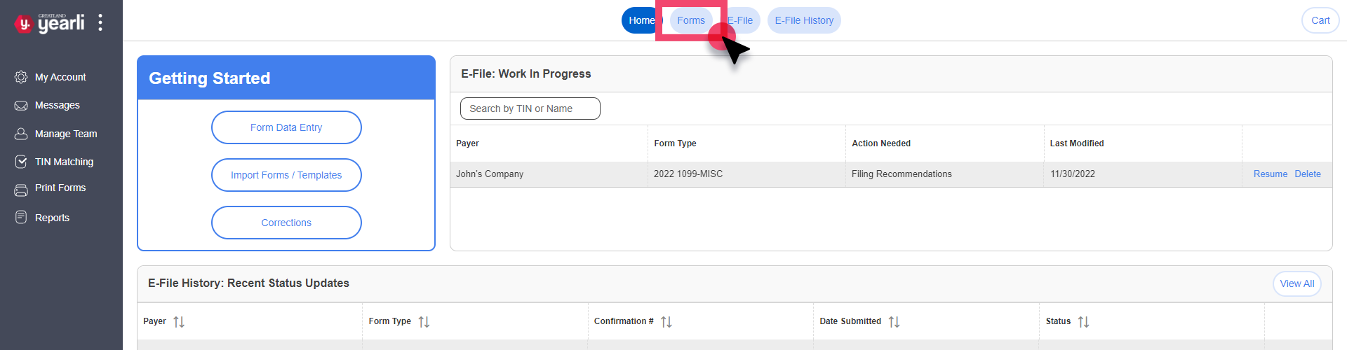 I'm Ready to E-File – Yearli Quick Start Guide