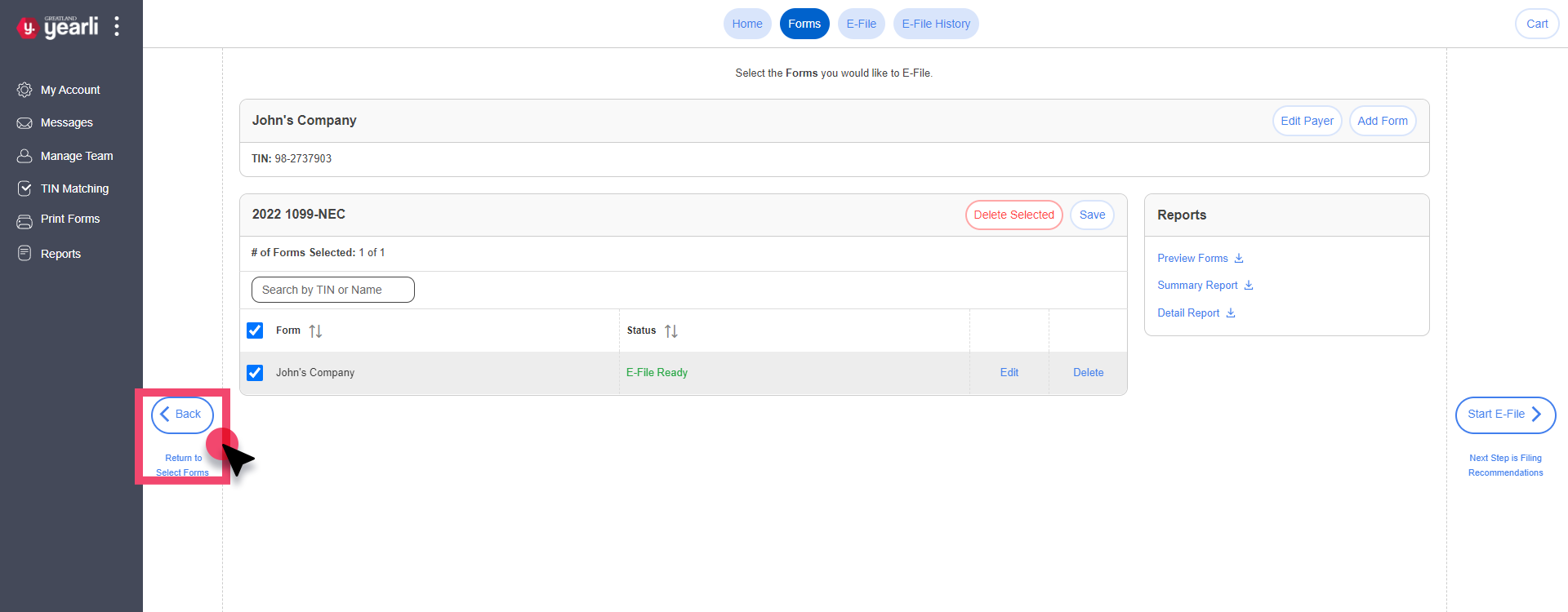 I'm Ready to E-File – Yearli Quick Start Guide