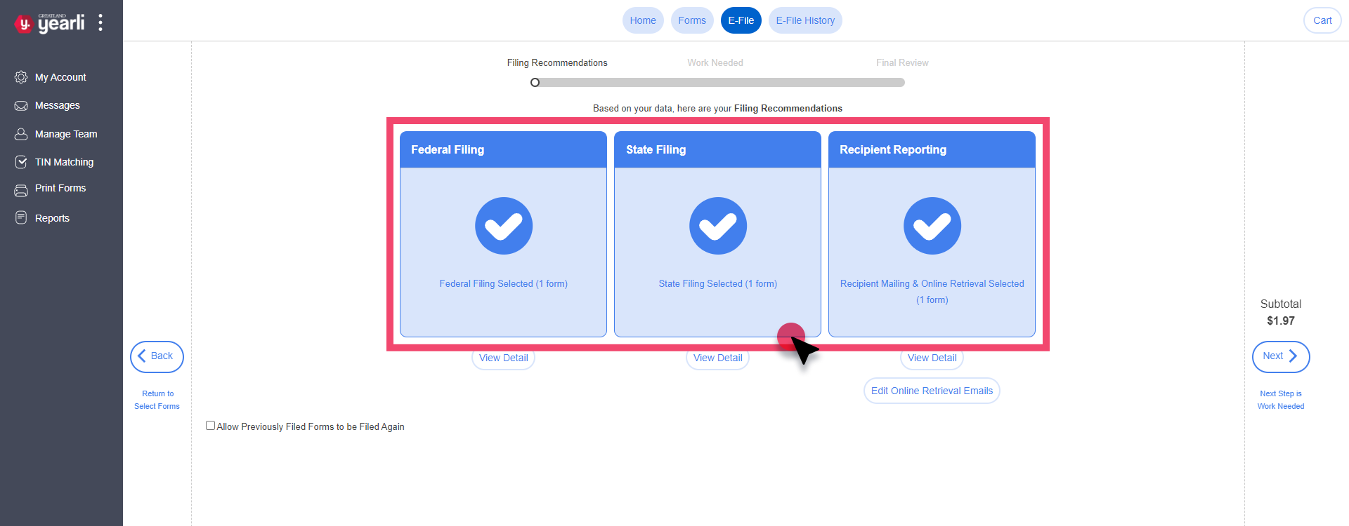 I'm Ready to E-File – Yearli Quick Start Guide